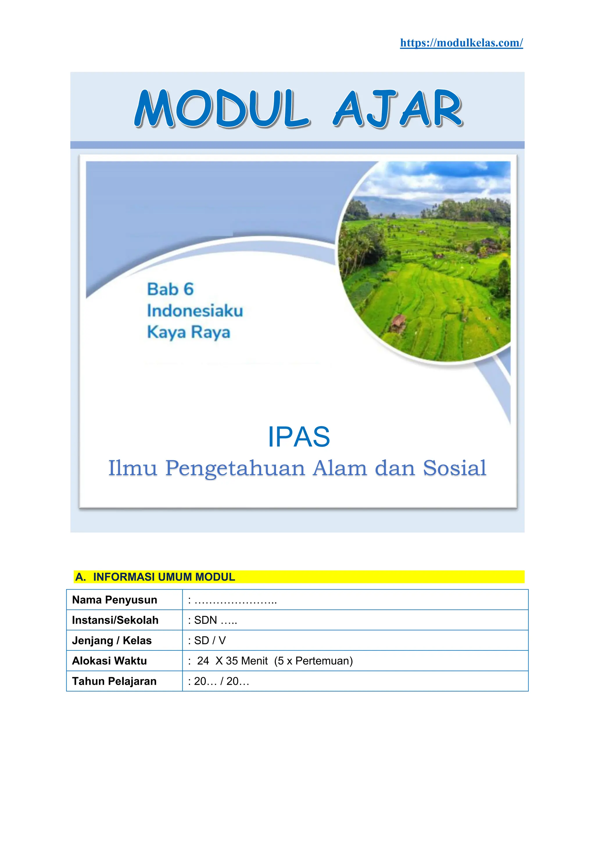 MODUL AJAR IPAS KELAS 5 FASE C KURIKULUM MERDEKA - MODULKELAS.COM
