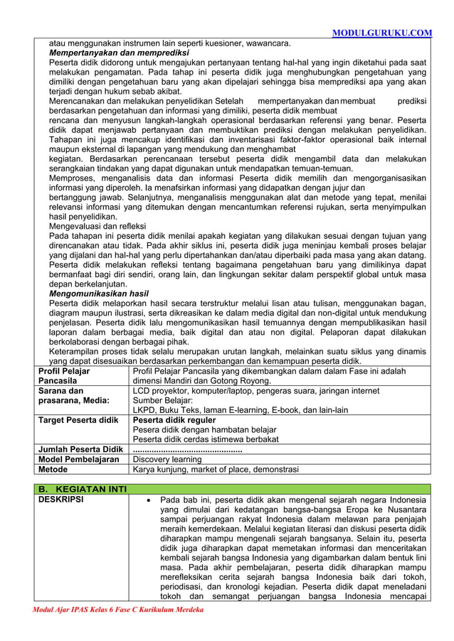 Modul Ajar IPAS Kelas 6 Fase C Kurikulum Merdeka | PDF
