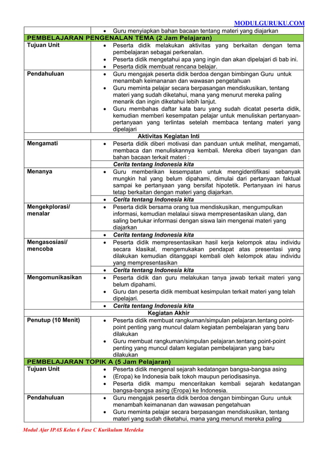 Modul Ajar IPAS Kelas 6 Fase C Kurikulum Merdeka | PDF