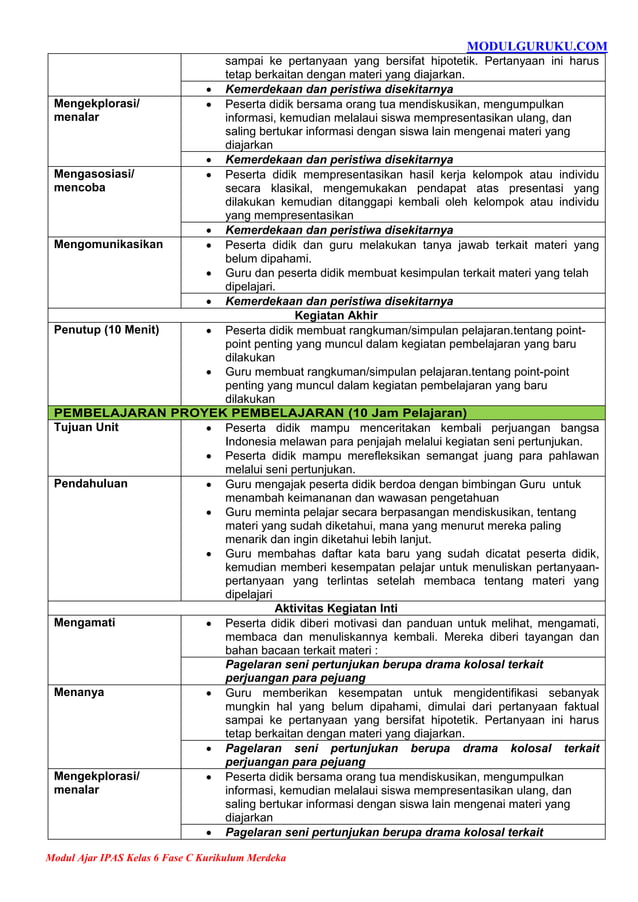 Modul Ajar IPAS Kelas 6 Fase C Kurikulum Merdeka | PDF