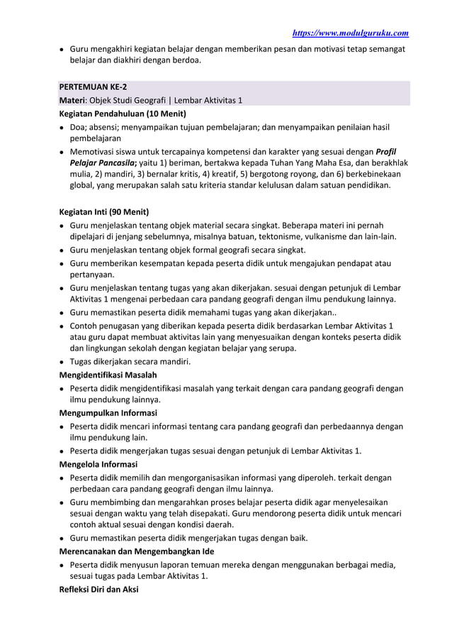 Modul Ajar IPS Geografi Kelas 10 SMA Fase E | PDF