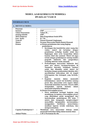 Modul Ajar IPS Kelas 7 Fase D Kurikulum Merdeka - MODULKELAS.COM