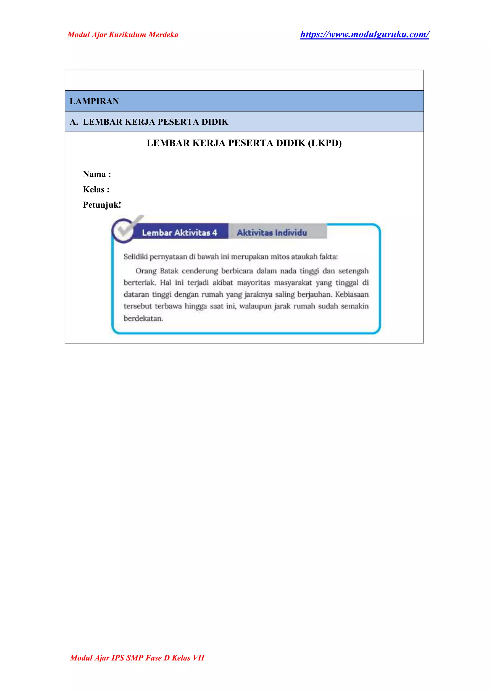 Modul Ajar IPS Kelas 7 SMP Fase D Tema 04 Pemberdayaan Masyarakat | DOC