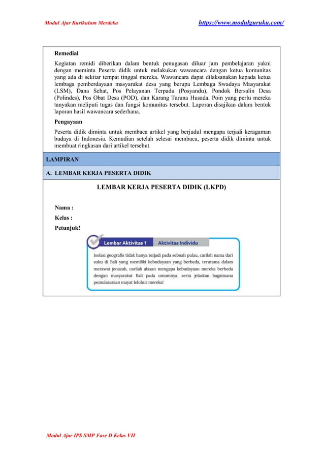 Modul Ajar IPS Kelas 7 SMP Fase D Tema 04 Pemberdayaan Masyarakat | DOC