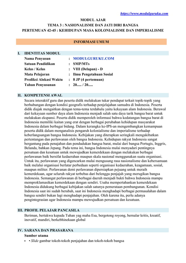 Modul Ajar IPS Kelas 8 SMP Fase D | DOCX