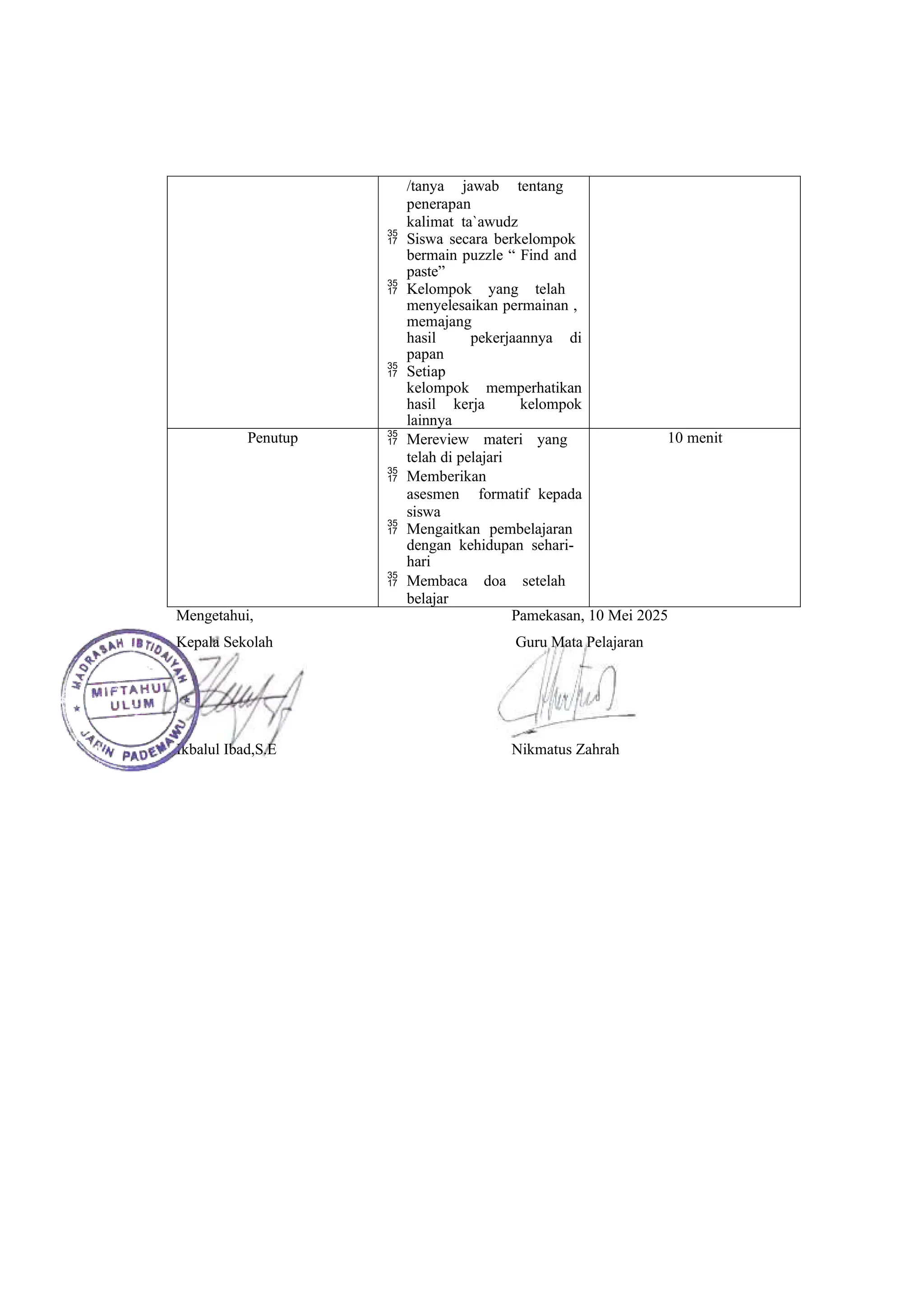 MODUL AJAR KALIMAT KALIMAT TAYYIBAH TA AWUDZ | PPTX