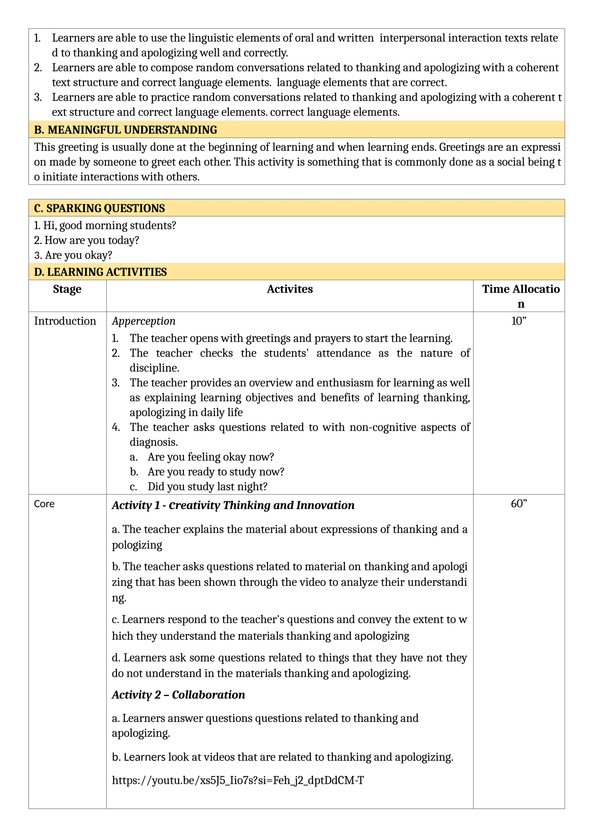MODUL AJAR THANKING AND APOLOGIZING.docx