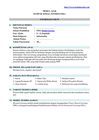 Modul Ajar Kelas 10 Informatika Fase E Kurikulum Merdeka | PDF