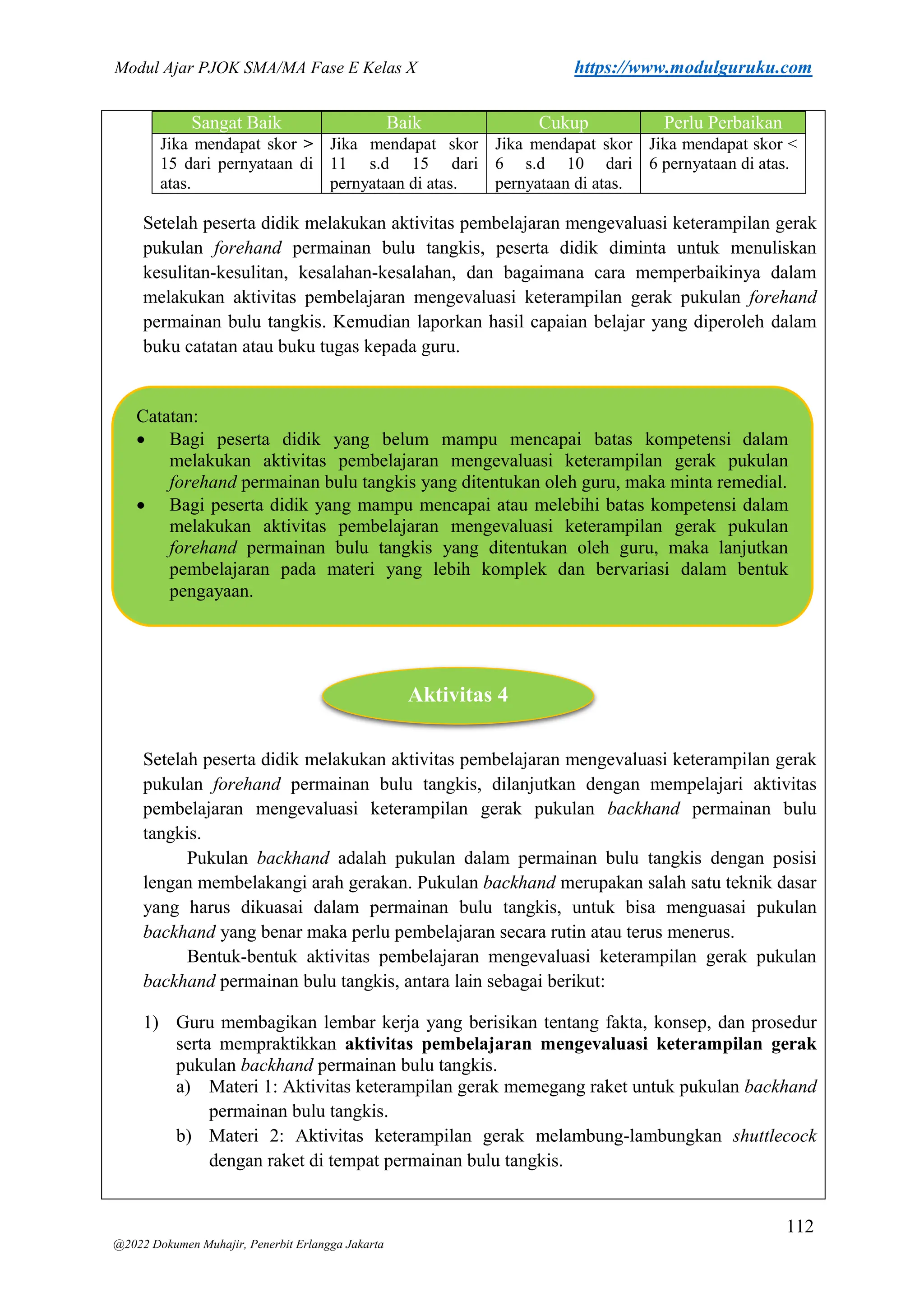 Modul Ajar Kelas 10 PJOK Fase E Kurikulum Merdeka | PDF