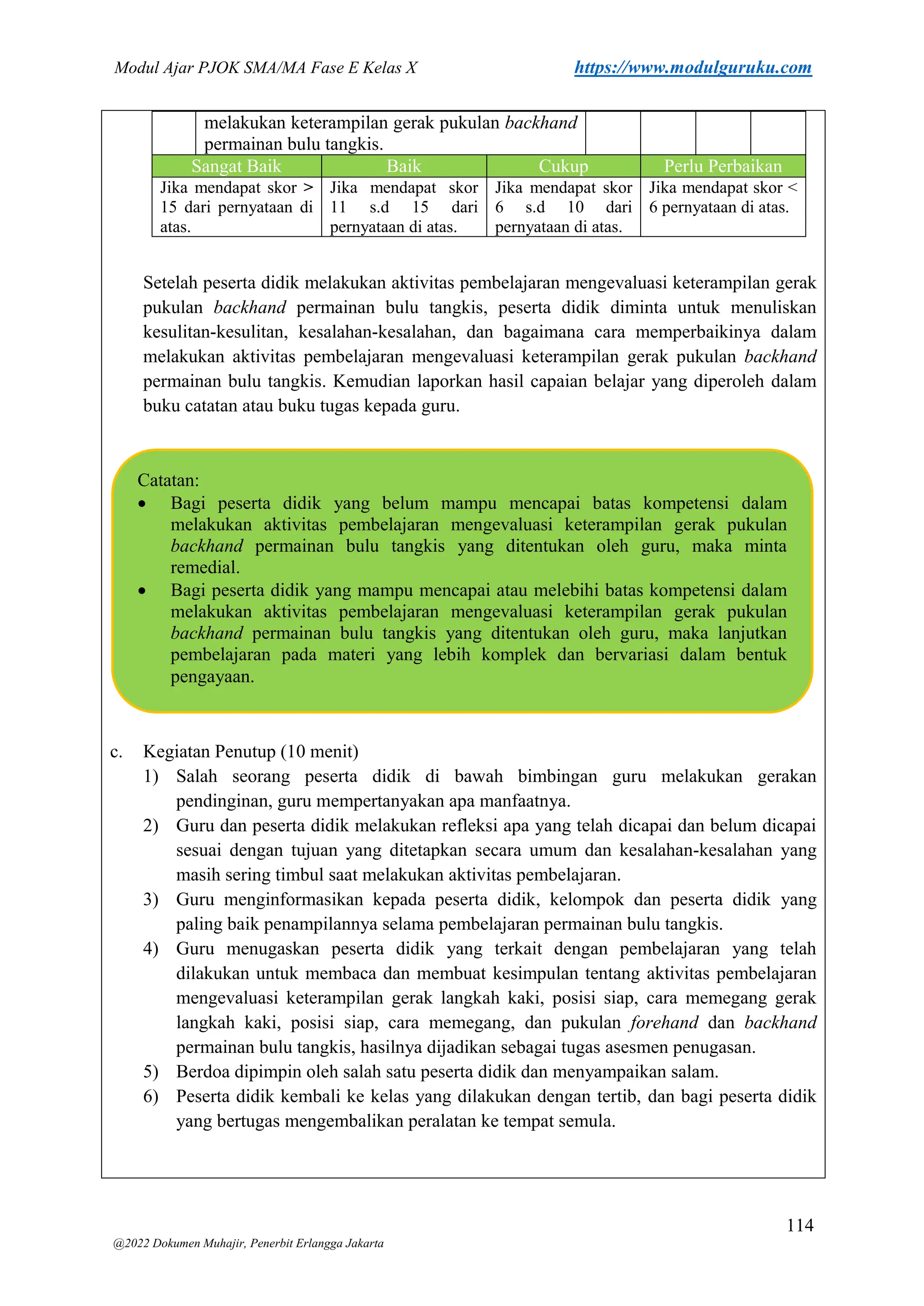 Modul Ajar Kelas 10 PJOK Fase E Kurikulum Merdeka | PDF