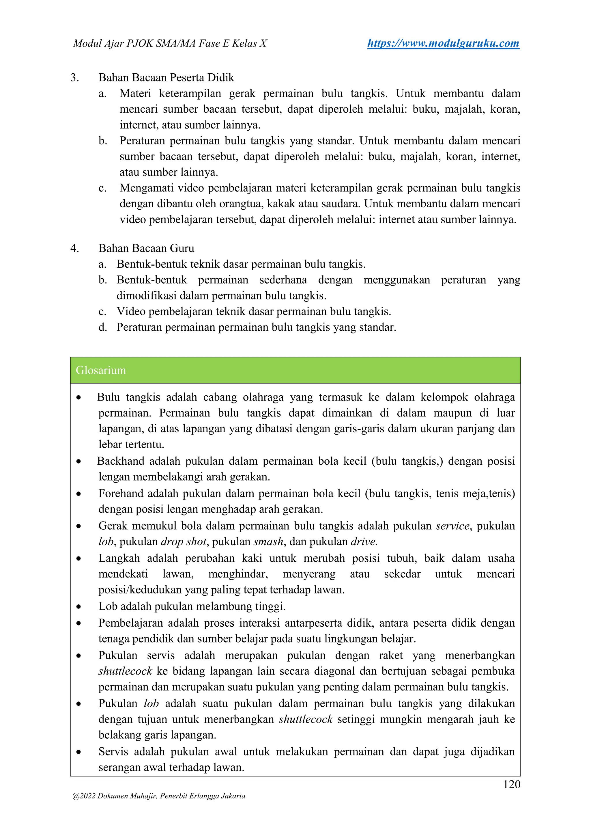 Modul Ajar Kelas 10 PJOK Fase E Kurikulum Merdeka | PDF