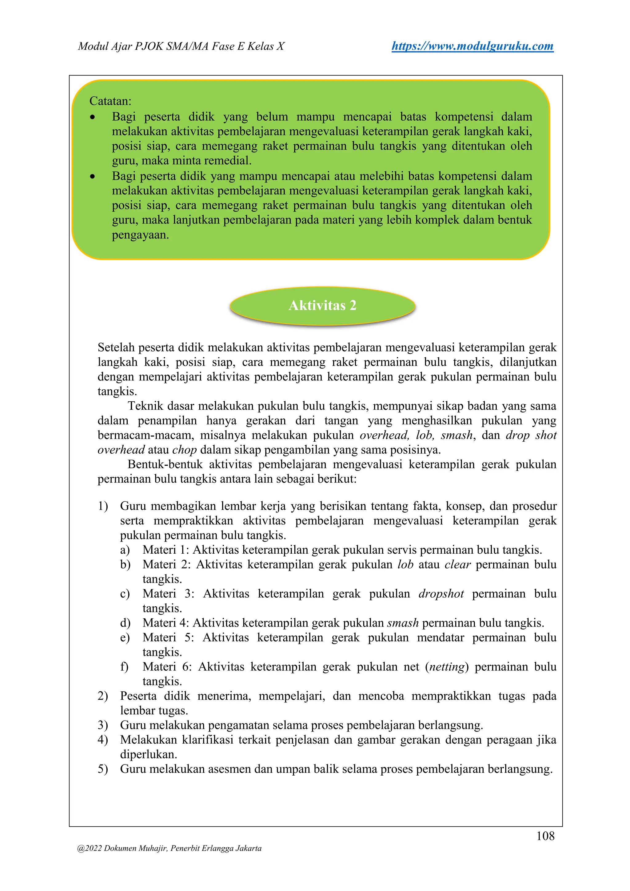 Modul Ajar Kelas 10 PJOK Fase E Kurikulum Merdeka | PDF