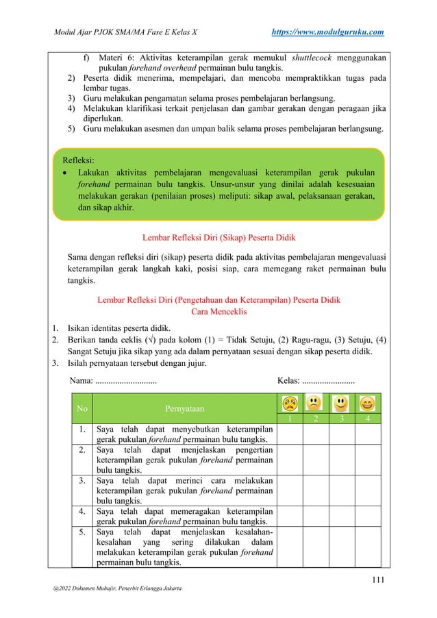 Modul Ajar Kelas 10 PJOK Fase E Kurikulum Merdeka | PDF