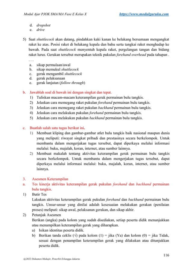 Modul Ajar Kelas 10 PJOK Fase E Kurikulum Merdeka | PDF
