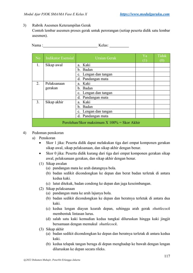 Modul Ajar Kelas 10 PJOK Fase E Kurikulum Merdeka | PDF