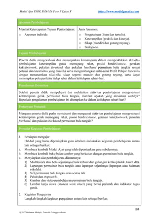 Modul Ajar Kelas 10 PJOK Fase E Kurikulum Merdeka | PDF