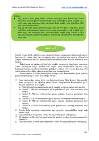 Modul Ajar Kelas 10 PJOK Fase E Kurikulum Merdeka | PDF