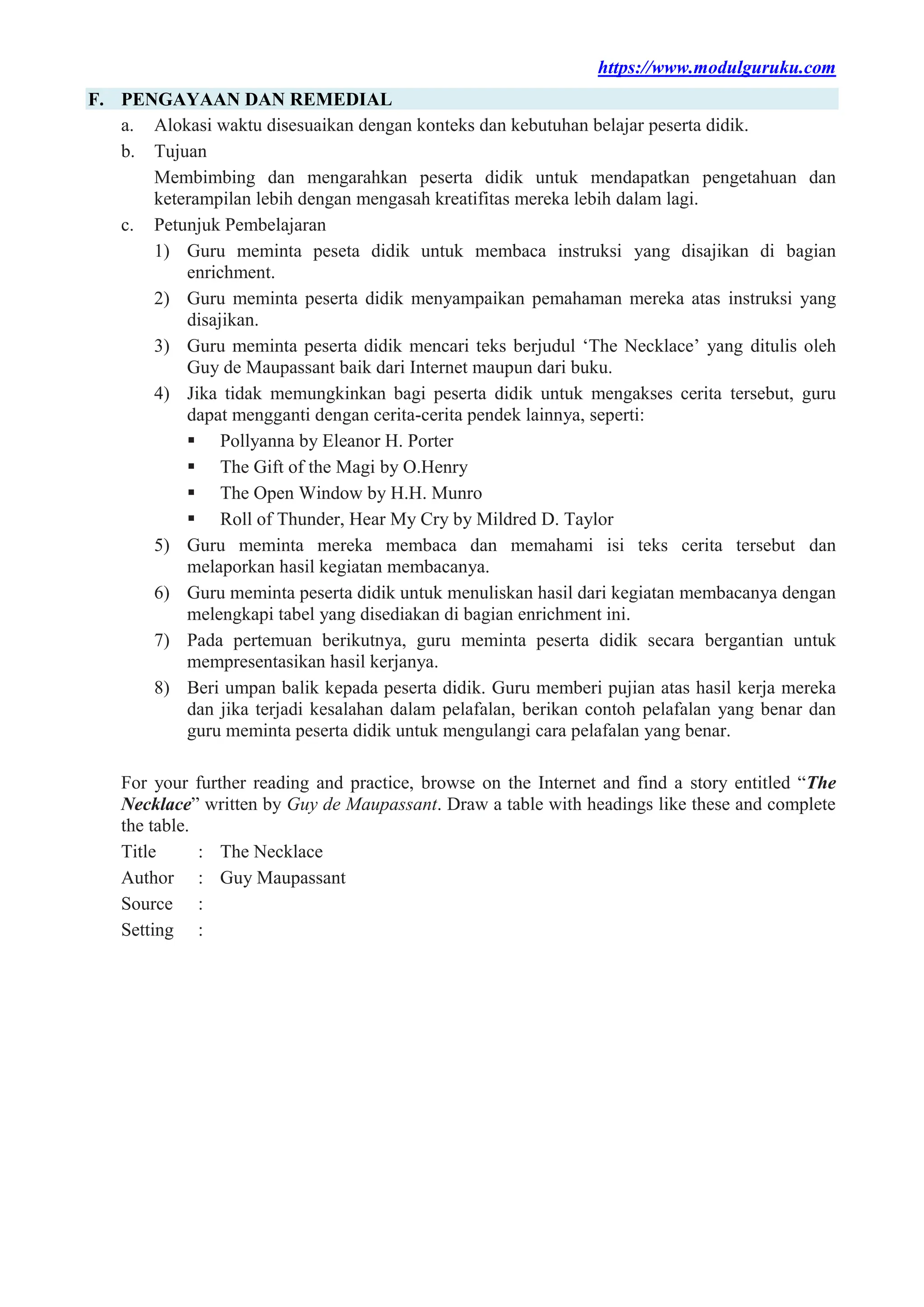 Modul Ajar Kelas 11 Bahasa Inggris Tingkat Lanjut Fase F | PDF