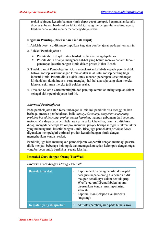 Modul Ajar Kelas 11 Kimia Fase F Kurikulum Merdeka | PDF