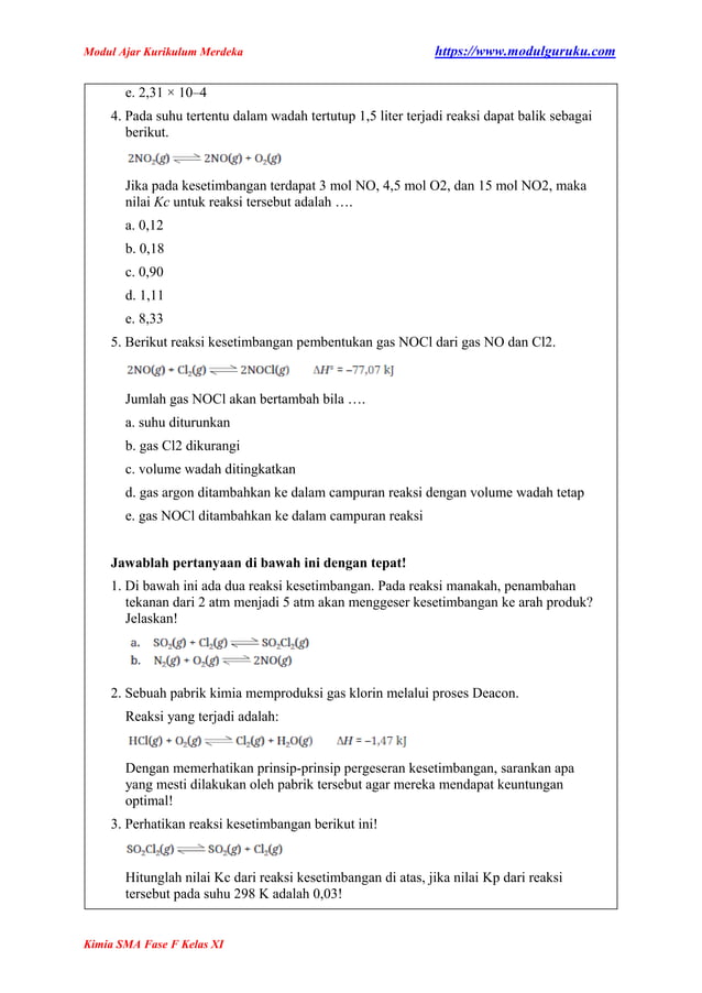 Modul Ajar Kelas 11 Kimia Fase F Kurikulum Merdeka | PDF