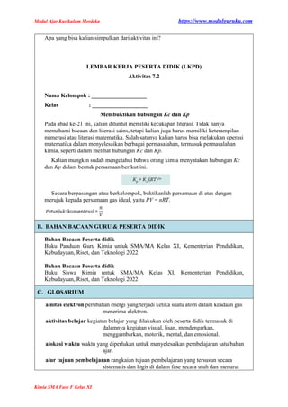 Modul Ajar Kelas 11 Kimia Fase F Kurikulum Merdeka | PDF