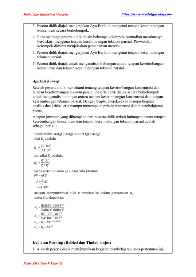 Modul Ajar Kelas 11 Kimia Fase F Kurikulum Merdeka | PDF