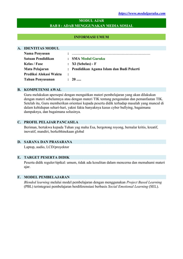 Modul Ajar Kelas 11 PAI Budi Pekerti Fase F.pdf