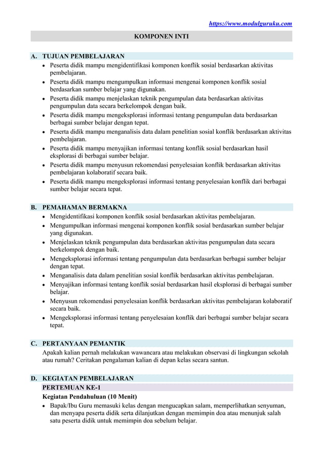 Modul Ajar Kelas 11 Sosiologi Fase F Kurikulum Merdeka | PDF
