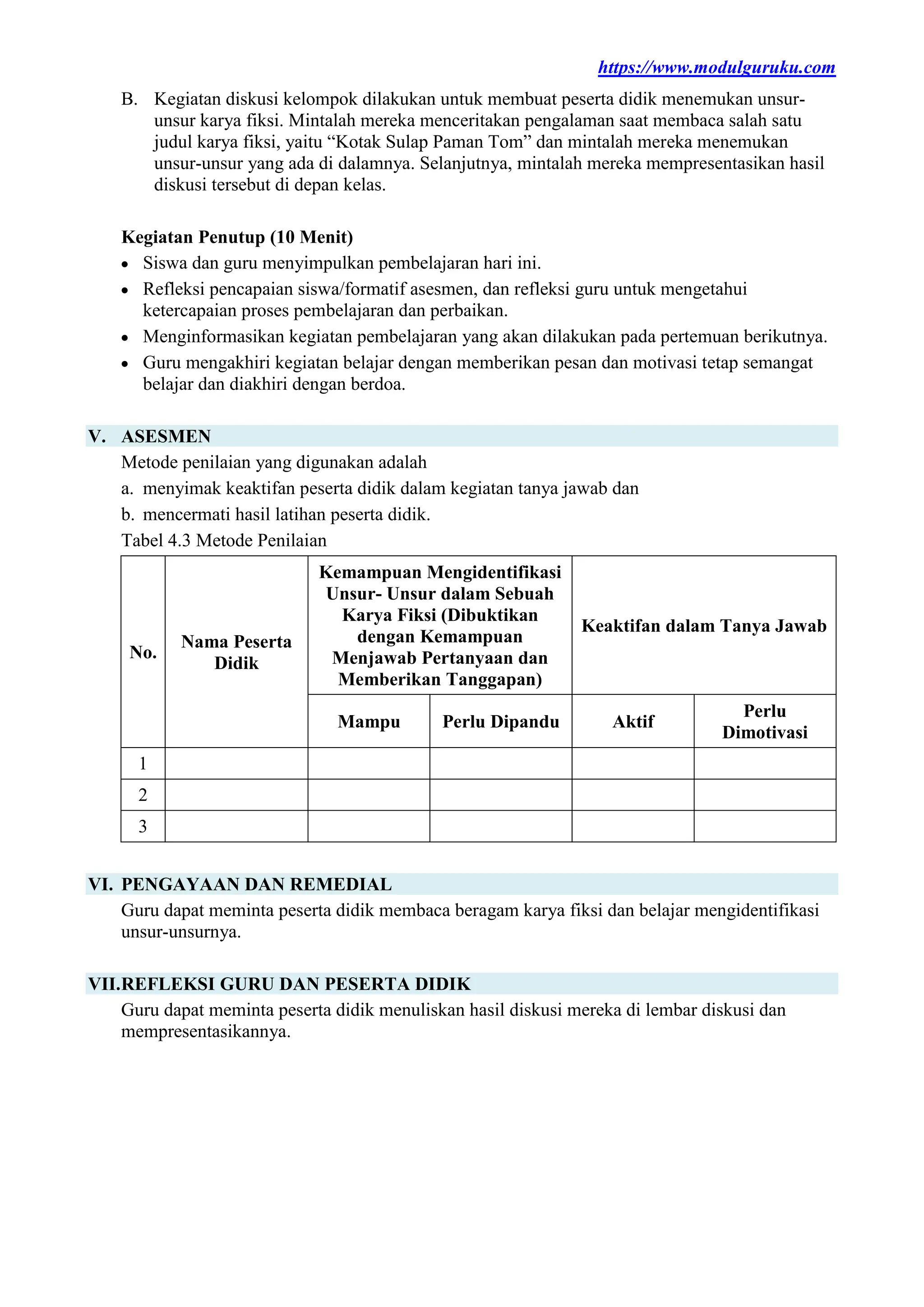 Modul Ajar Kelas 8 SMP Bahasa Indonesia Fase D | DOCX