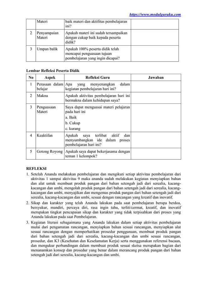 Modul Ajar Kelas 8 SMP Prakarya Pengolahan Fase D | DOCX