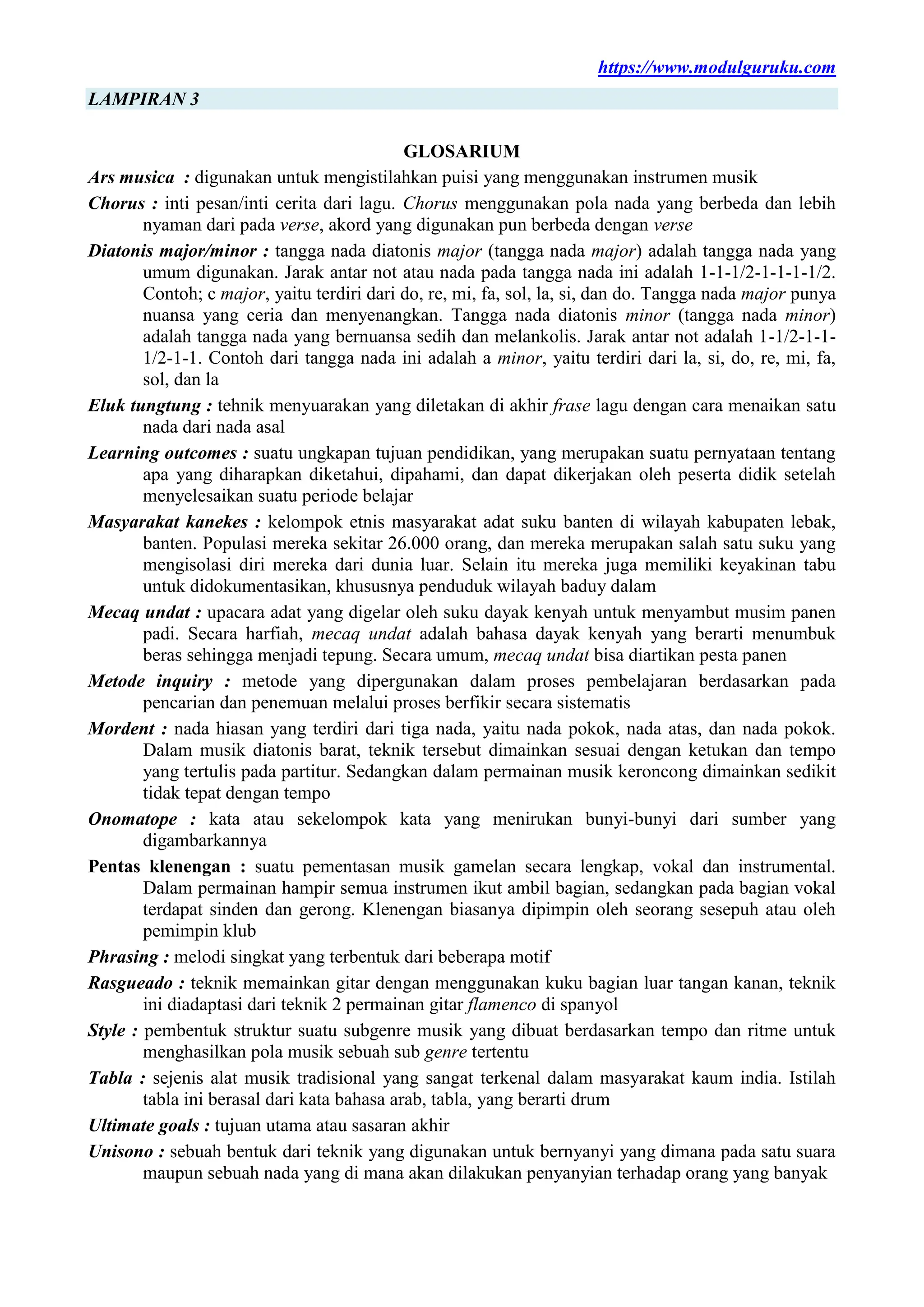 Modul Ajar Kelas 8 SMP Seni Musik Fase D | DOCX