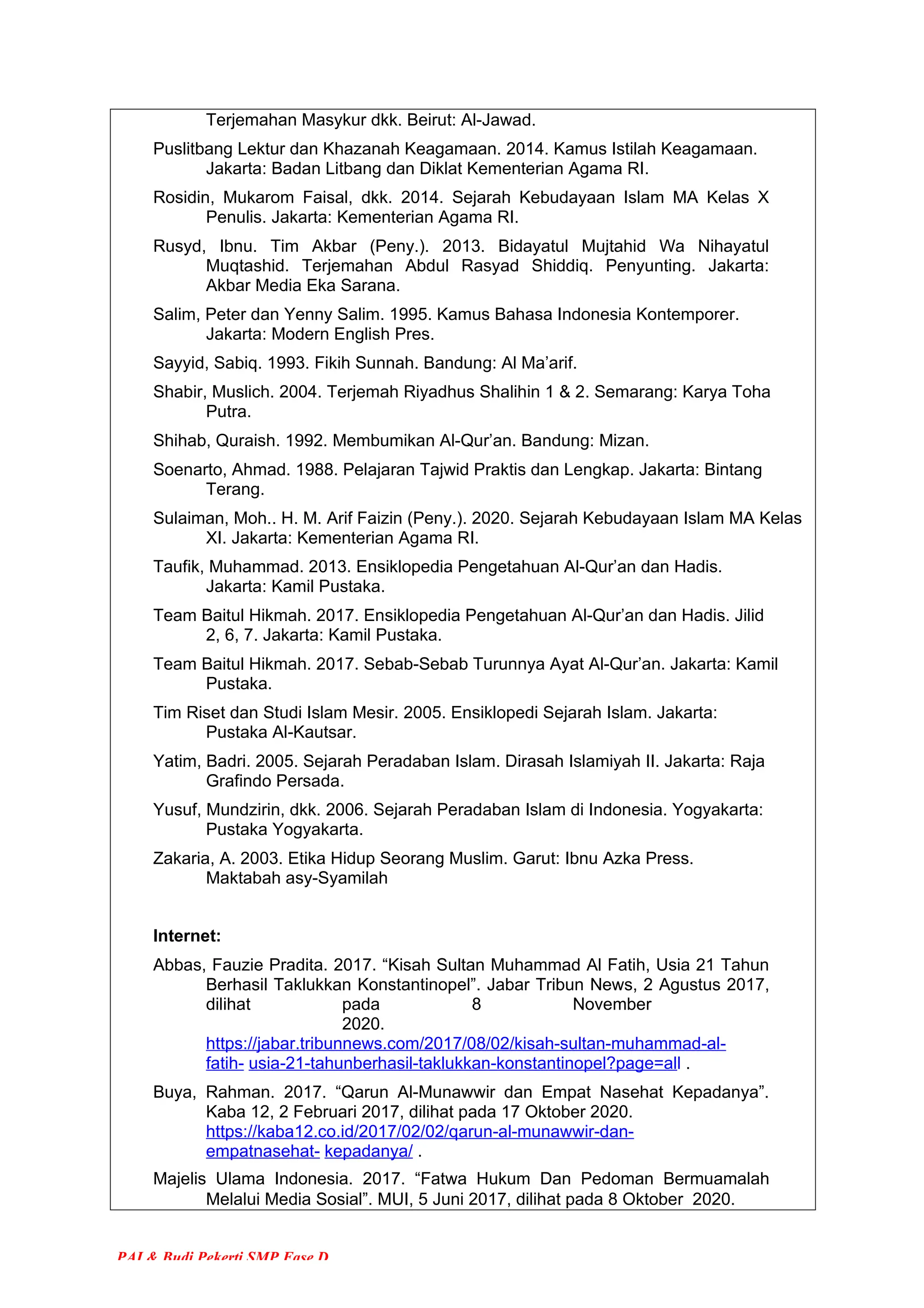 Modul Ajar pendidikan agama islam dan budi pekerti | DOCX