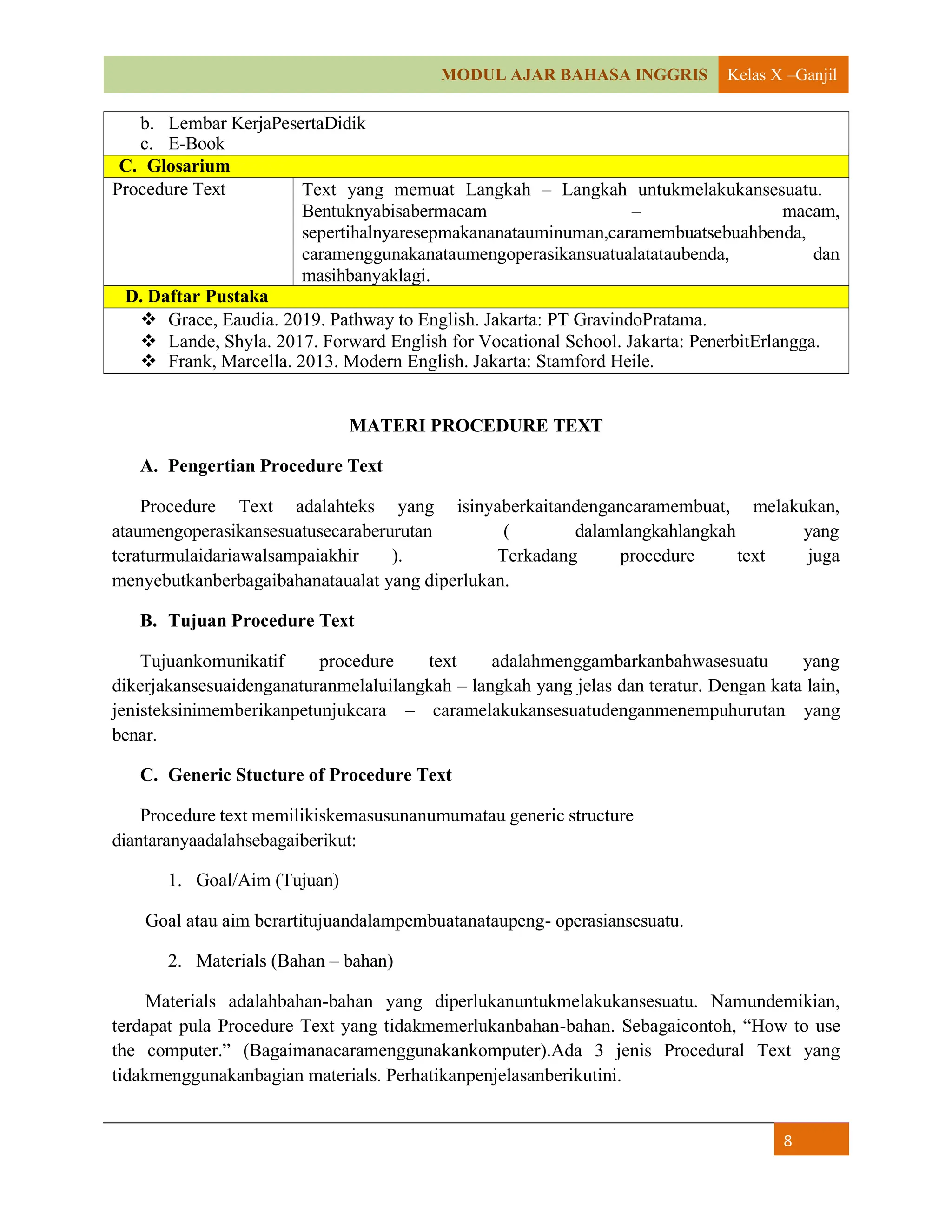 modul ajar kelas x bahasa inggris 2024-2025 | PDF