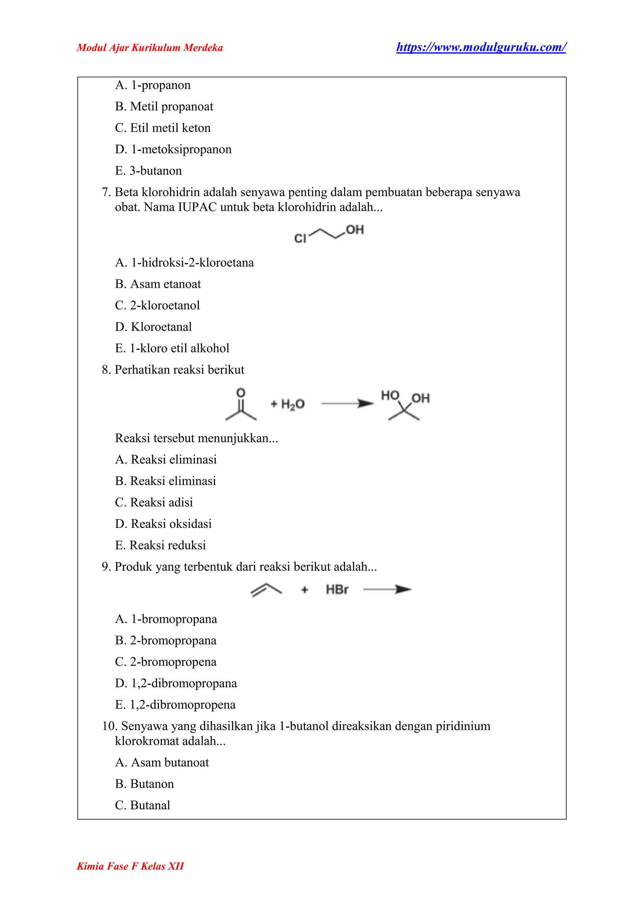 Modul Ajar Kimia Kelas 12 Fase F Kurikulum Merdeka | PDF