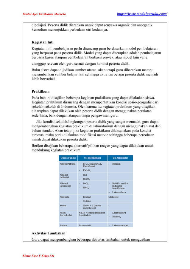 Modul Ajar Kimia Kelas 12 Fase F Kurikulum Merdeka | PDF