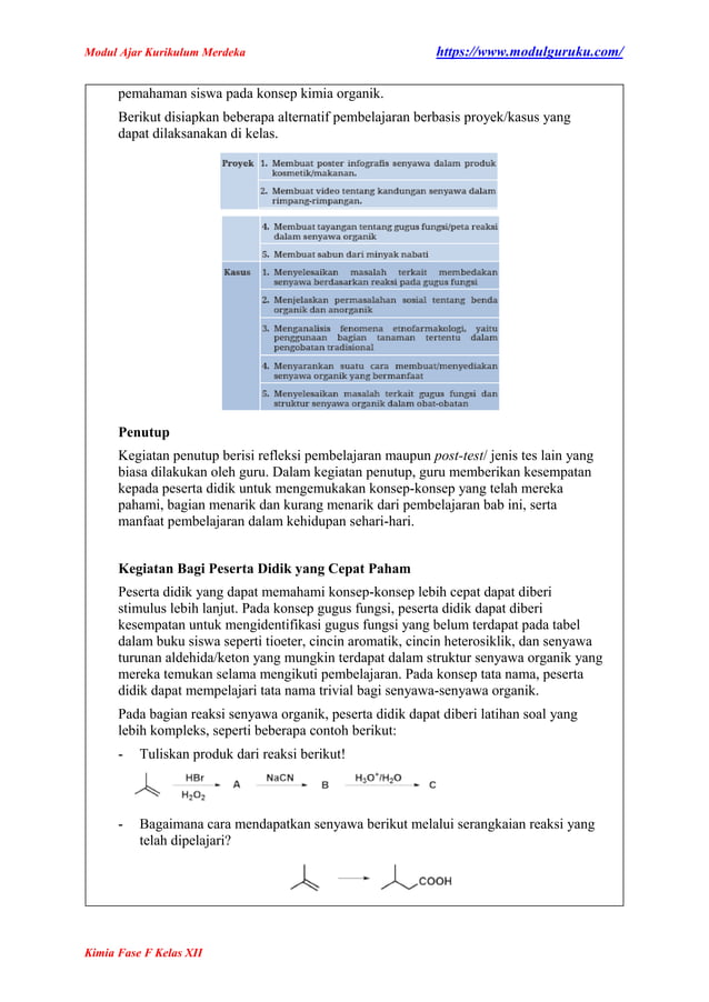 Modul Ajar Kimia Kelas 12 Fase F Kurikulum Merdeka | PDF