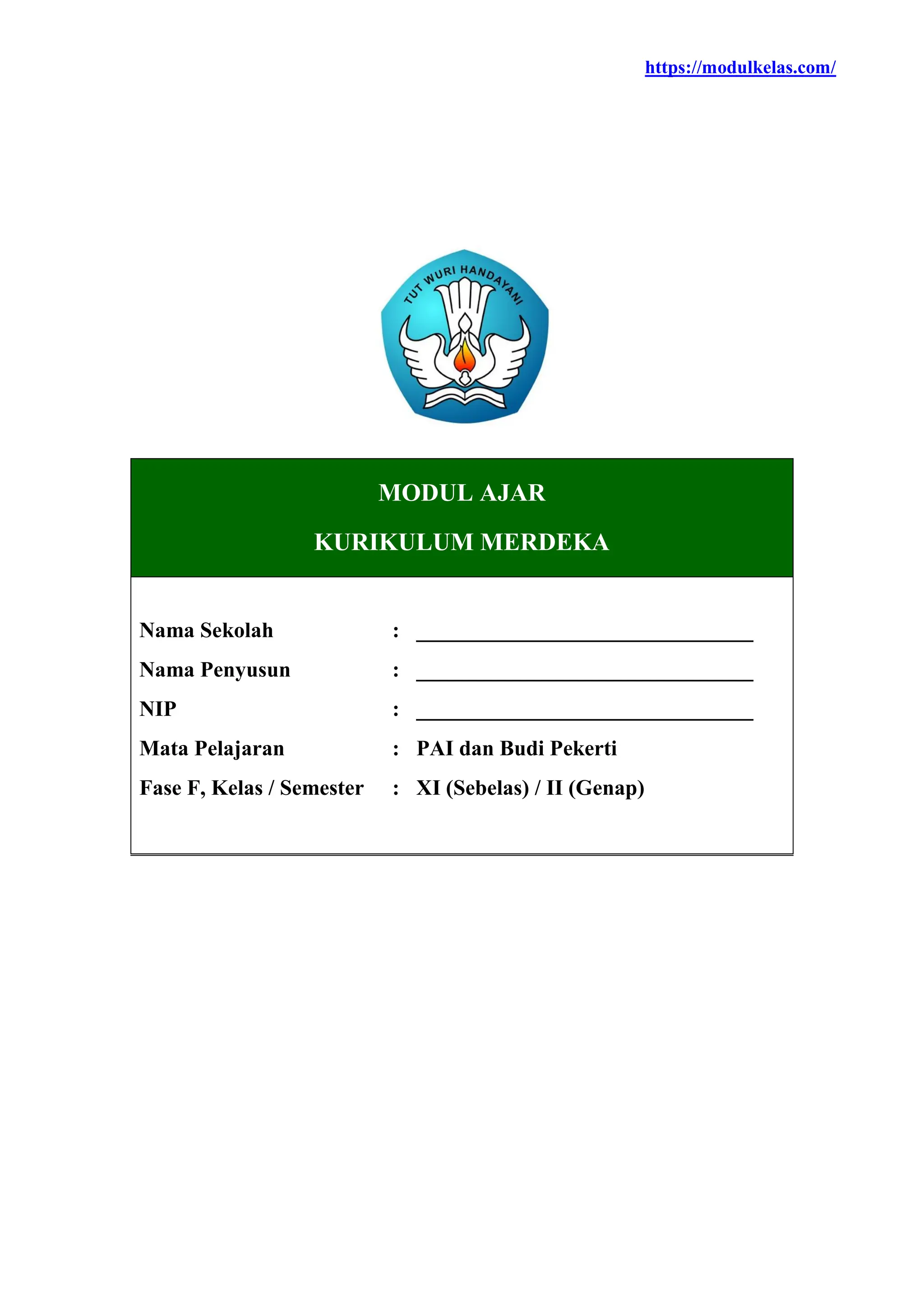 Modul Ajar PAI dan Budi Pekerti Kelas 11 SMA Fase F Kurikulum Merdeka | PDF