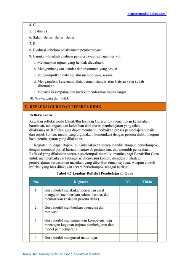 Modul Ajar Sosiologi Kelas 12 SMA/MA Fase F Kurikulum Merdeka | PDF