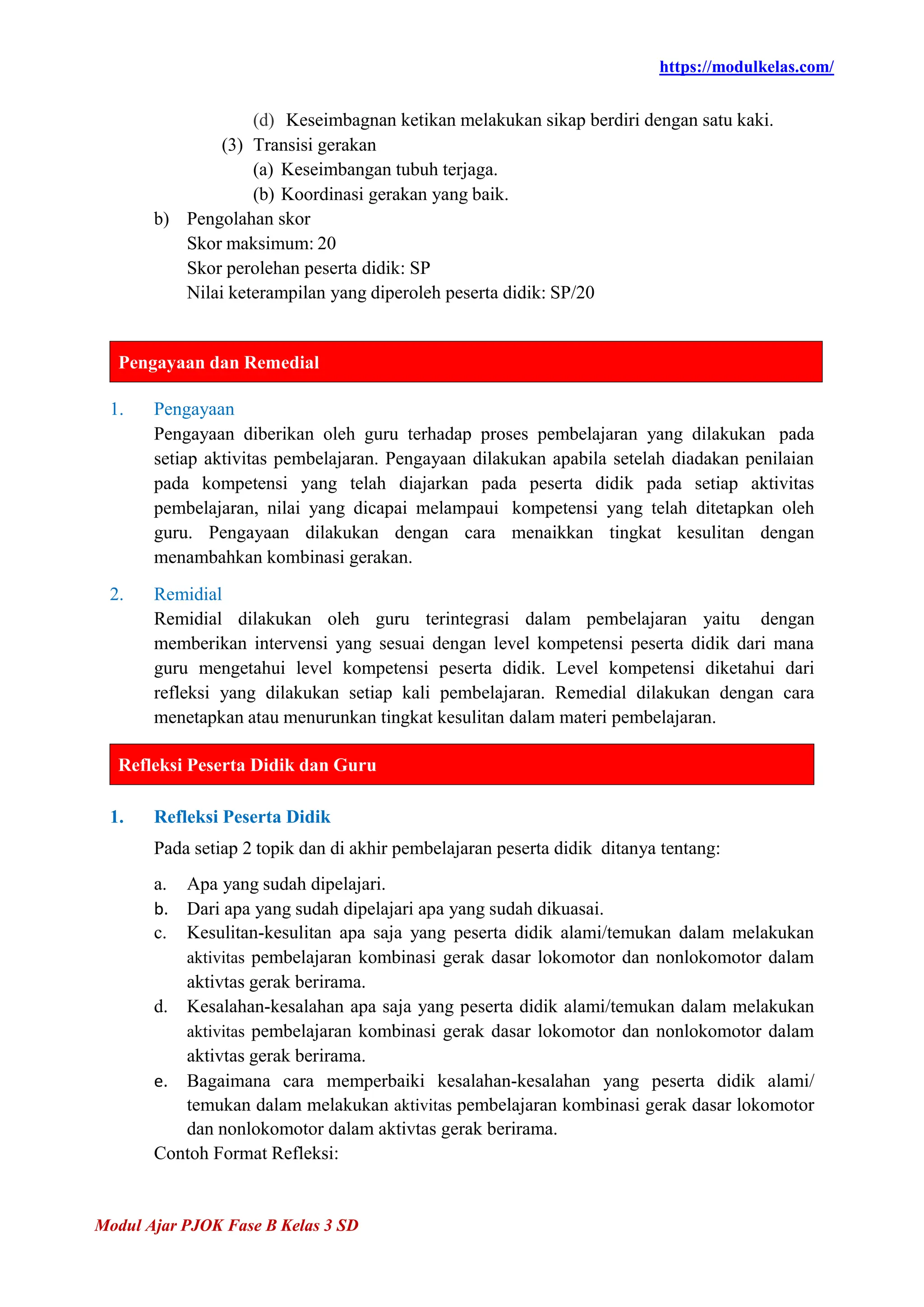Modul Ajar PJOK Kelas 3 SD/MI Fase B Kurikulum Merdeka | PDF
