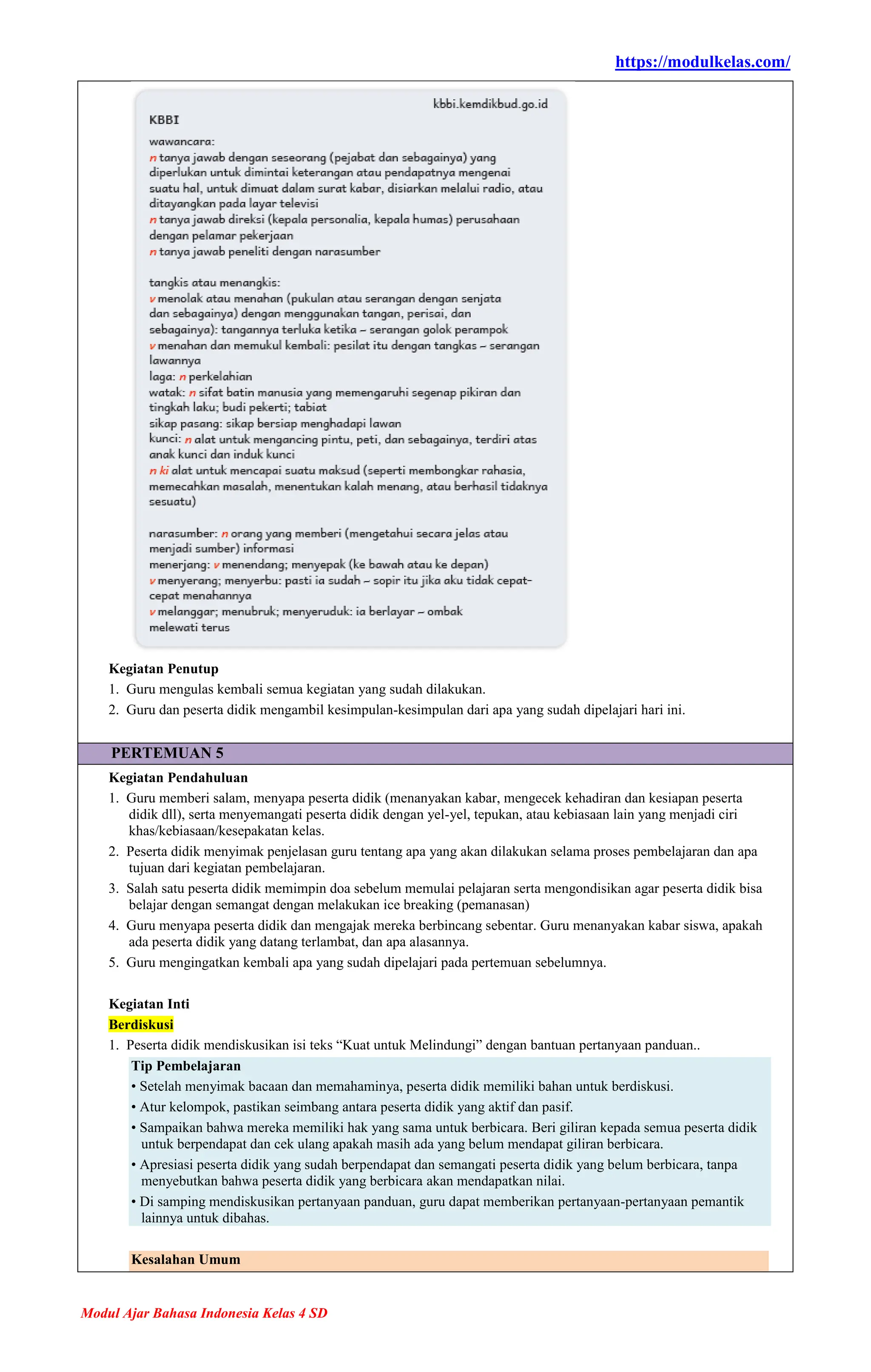 Modul Ajar Bahasa Indonesia Kelas 4 Fase B Kurikulum Merdeka | PDF