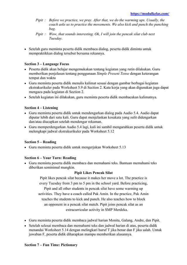 Modul Ajar Bahasa Inggris Kelas 7 SMP/MTs Fase D Kurikulum Merdeka | PDF