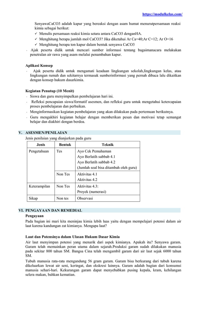 Modul Ajar Kimia Kelas 10 SMA/MA Fase E Kurikulum Merdeka | PDF