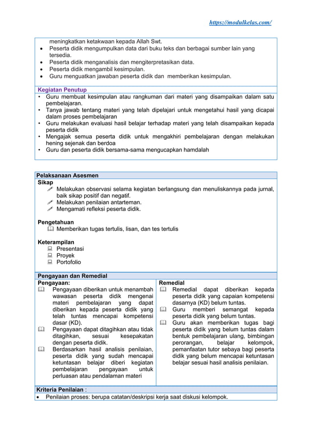 Modul Ajar PAI dan Budi Pekerti Kelas 5 Fase C Kurikulum Merdeka | PDF