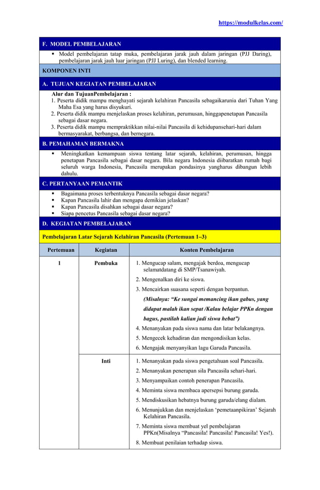Modul Ajar Pendidikan Pancasila Kelas 7 SMP/MTs Fase D Kurikulum ...