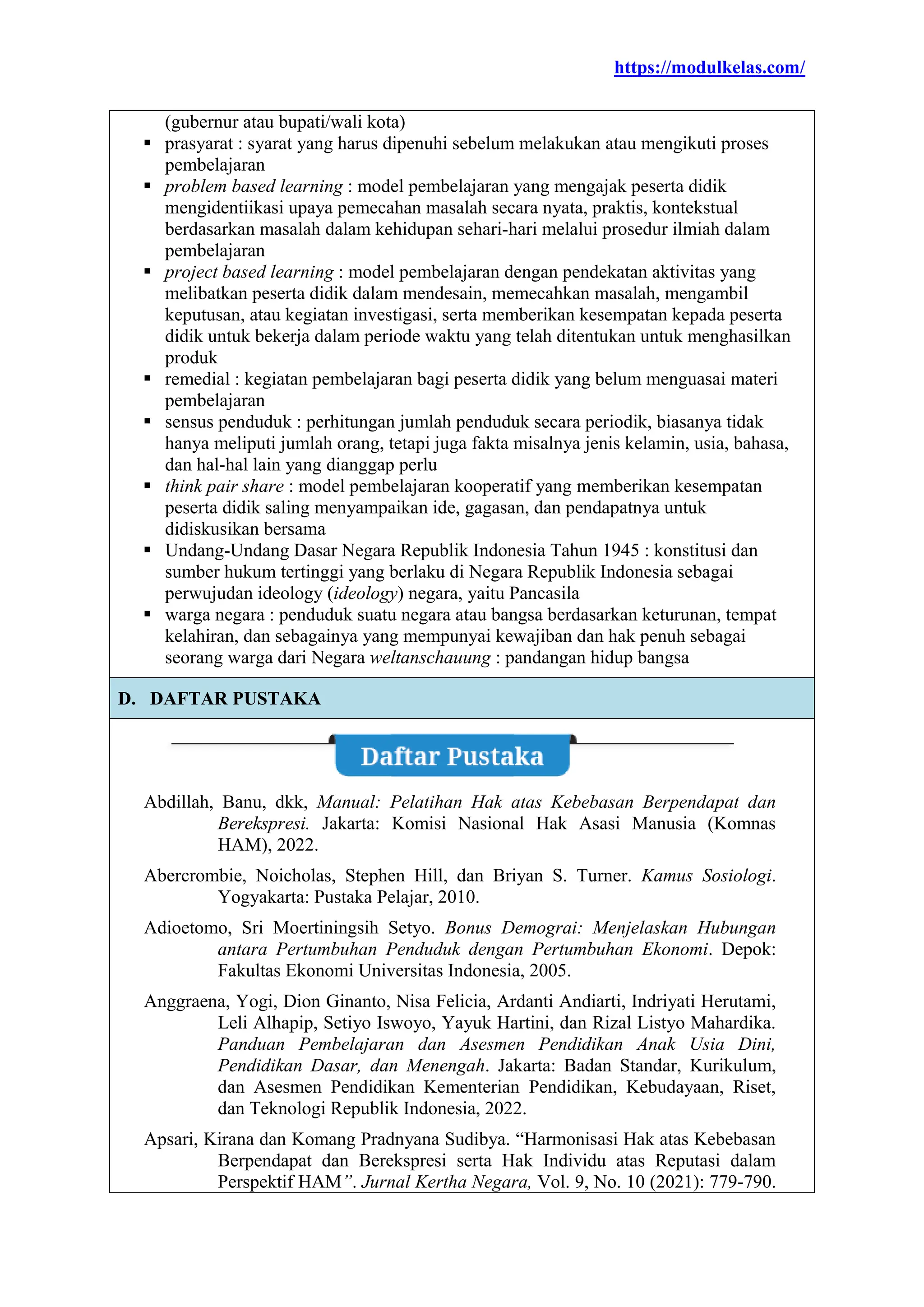 Modul Ajar Pendidikan Pancasila Kelas 9 Fase D Kurikulum Merdeka | PDF