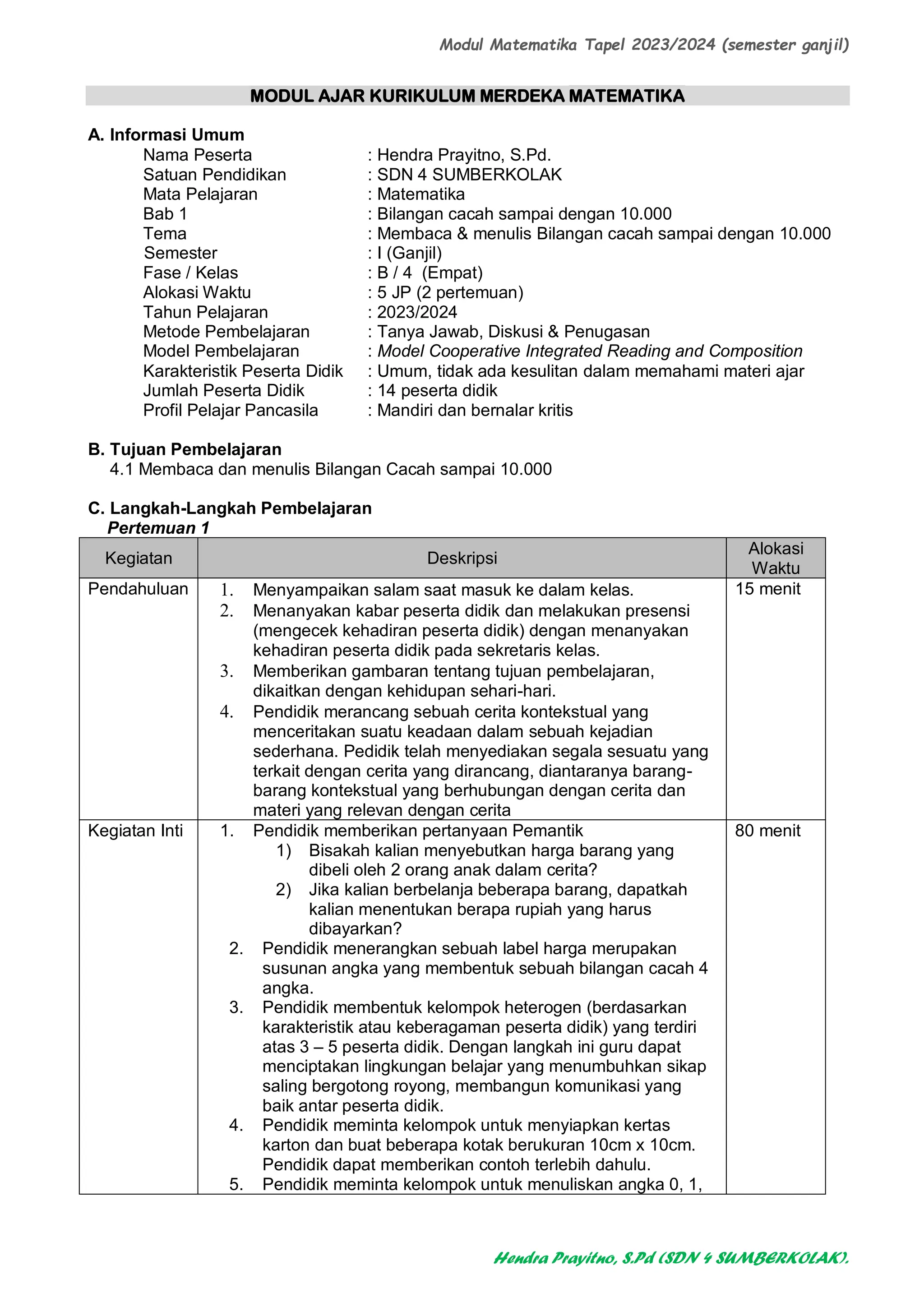 Modul Ajar Matematika - Membaca dan Mnulis Bilangan Cacah - Fase B.pdf
