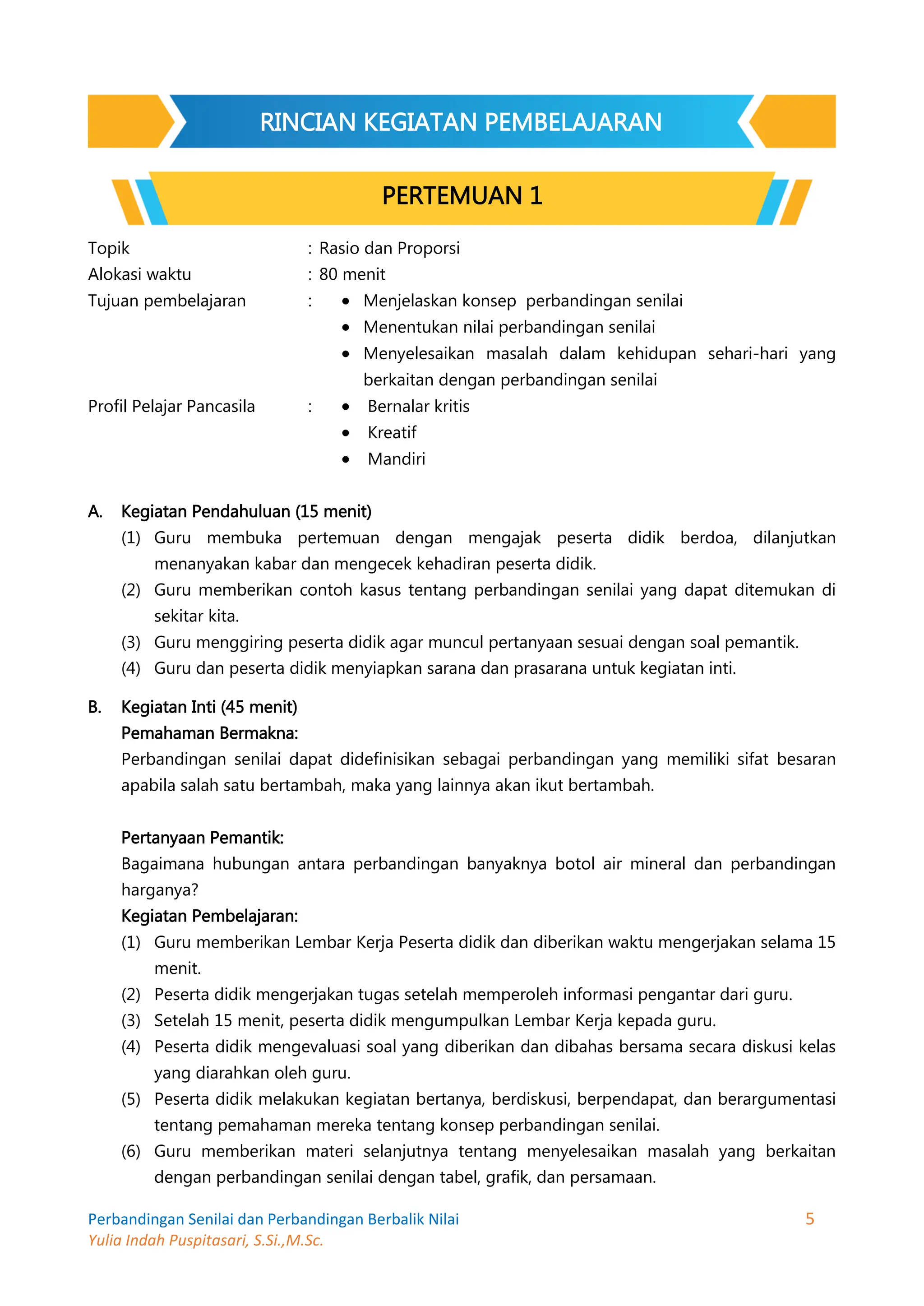 Modul Ajar Matematika - Perbandingan Senilai dan Perbandingan Berbalik Nilai - Fase D.pdf