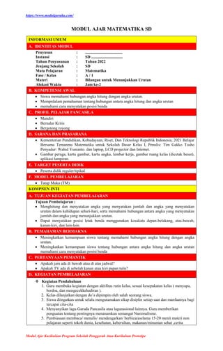 Modul Ajar Matematika BAB 3 Kelas 1 | DOCX