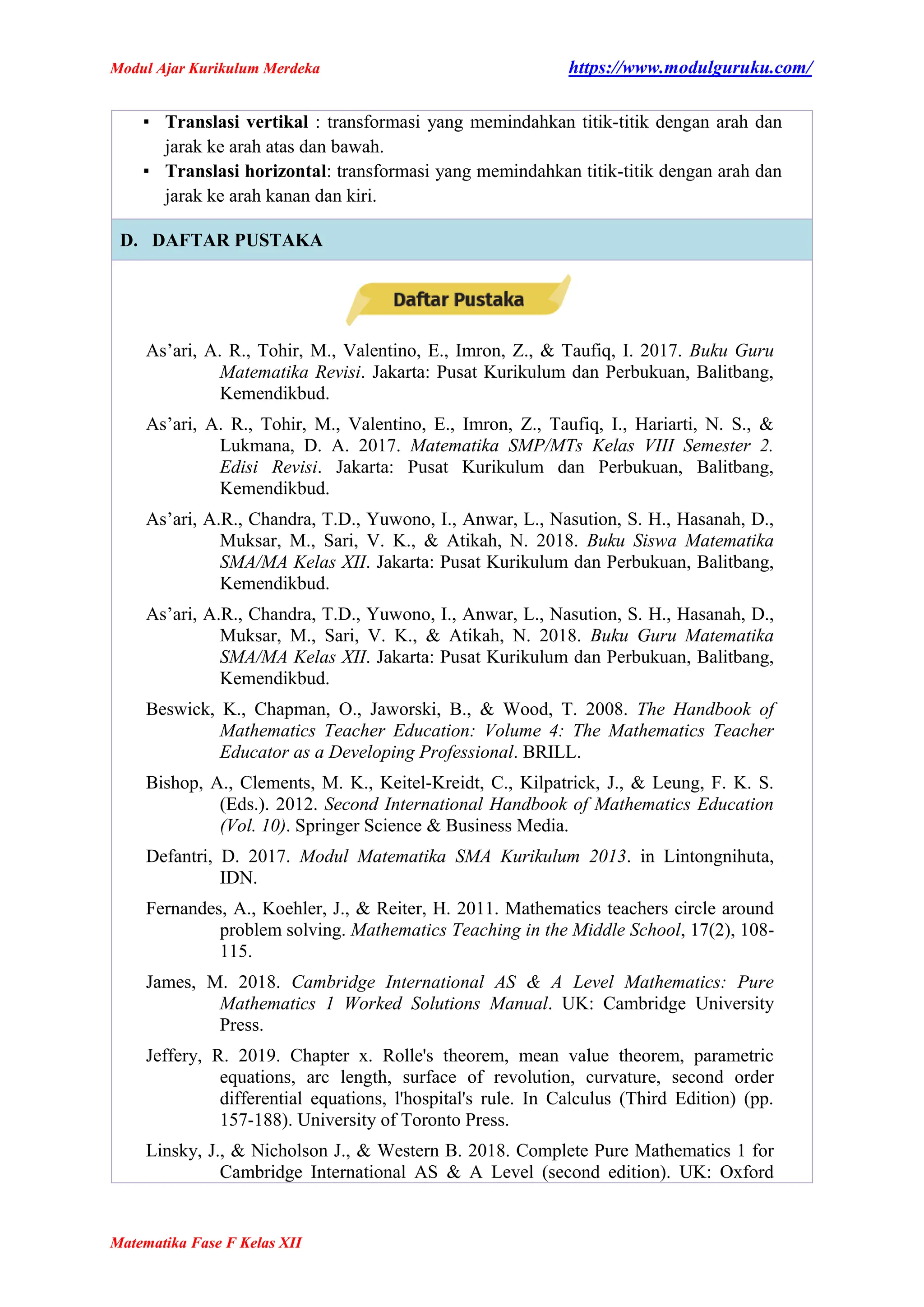 Modul Ajar Matematika Kelas 12 Fase F Kurikulum Merdeka | PDF