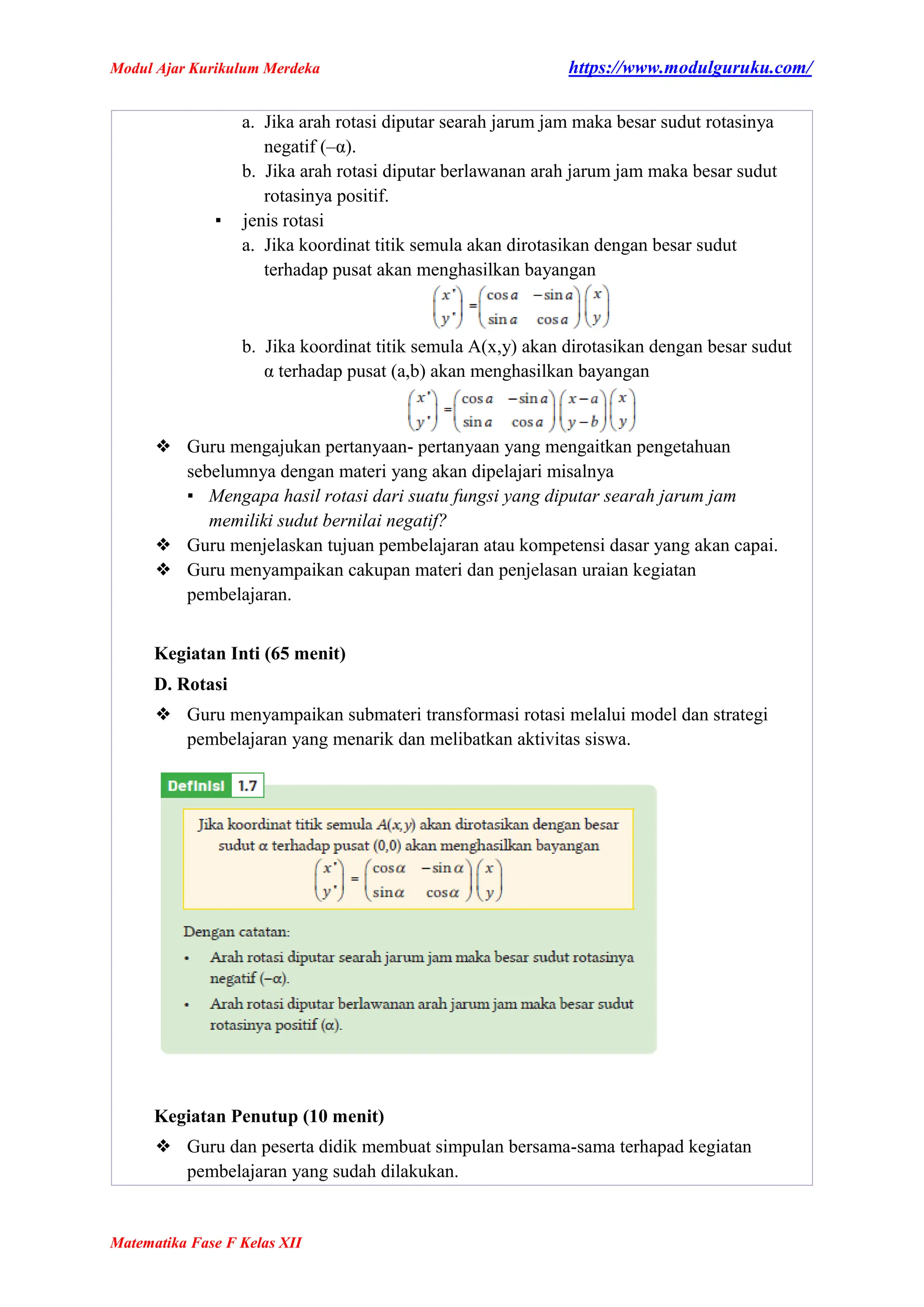 Modul Ajar Matematika Kelas 12 Fase F Kurikulum Merdeka | PDF